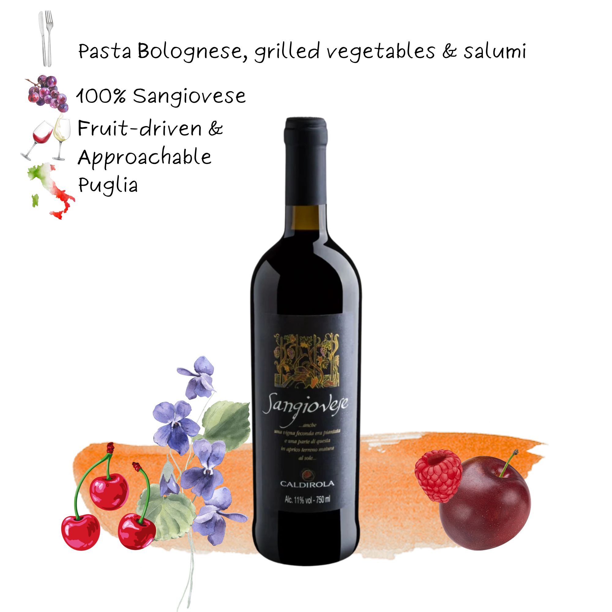 Caldirola Sangiovese Puglia 750mL | Italian Red Wine | Spritz & Co