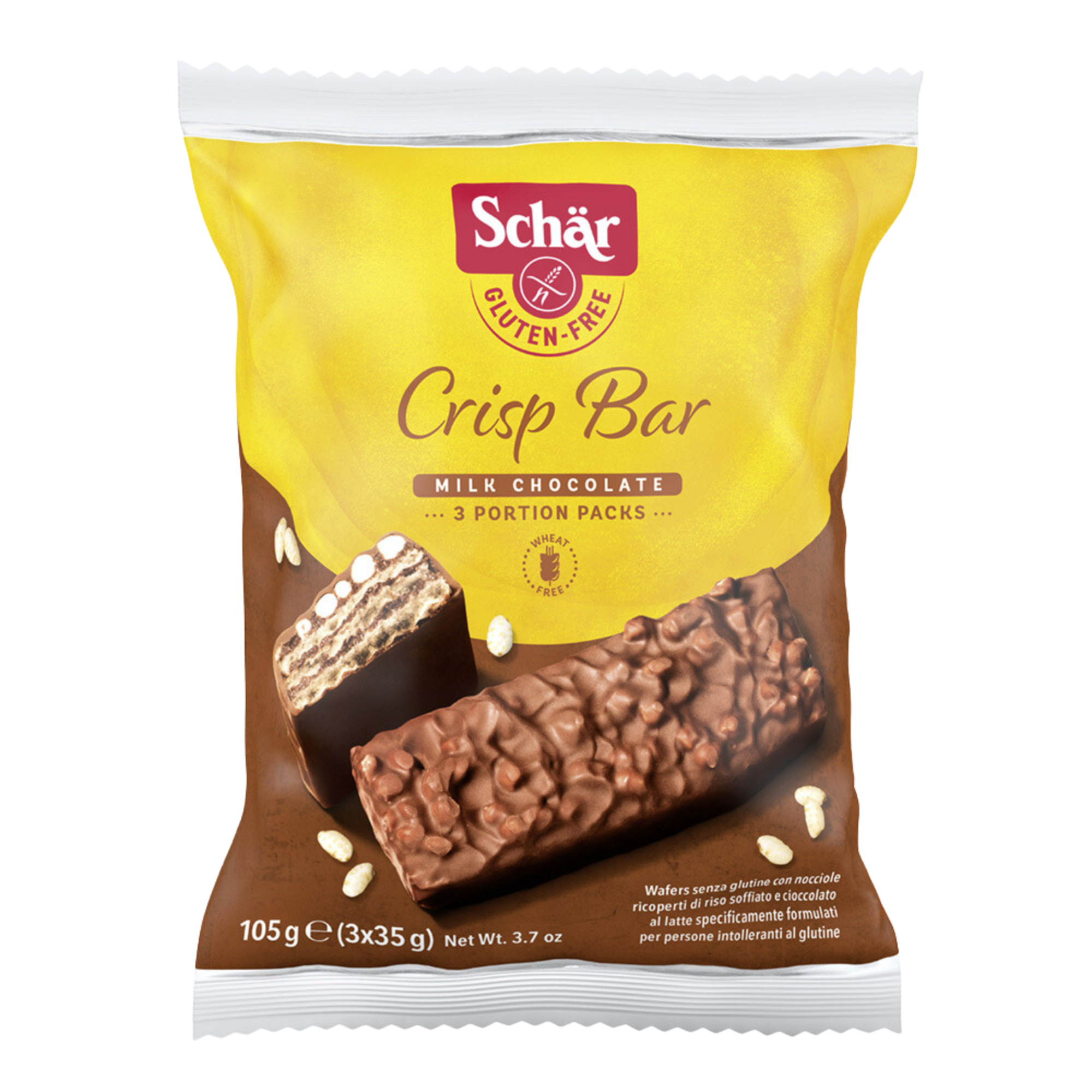 Schar Gluten Free Milk Chocolate Crisp Bar 105g | Gluten Free Chocolate ...